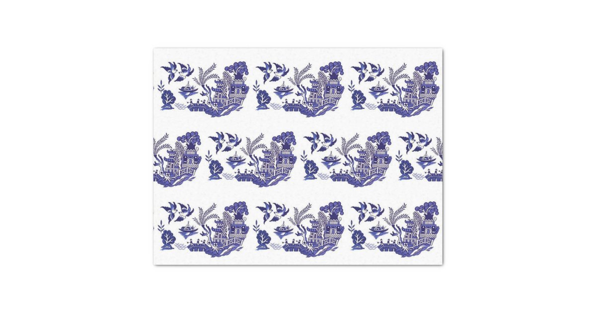 Blue & White China Blue Willow Design Tissue Paper | Zazzle
