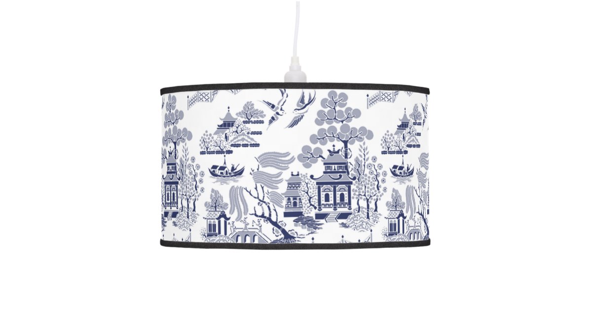 Blue & White China Blue Willow Pendant Lamp | Zazzle