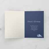 Blue, White Christmas Bird Winter Poem Delft Name Holiday Card | Zazzle