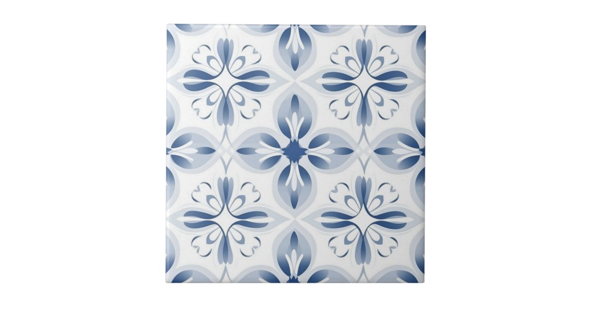 Blue white classic floral pattern ceramic tile | Zazzle