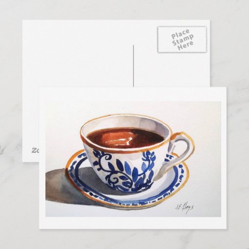 Blue & White Delft Teacup Postcard | Zazzle