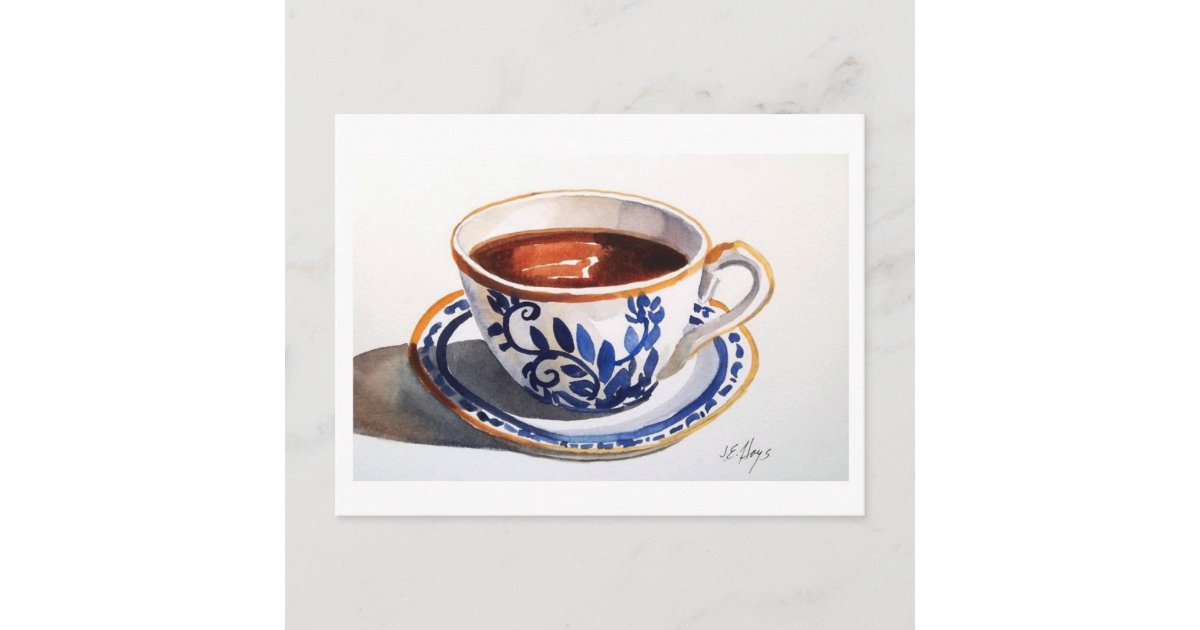 Blue & White Delft Teacup Postcard | Zazzle