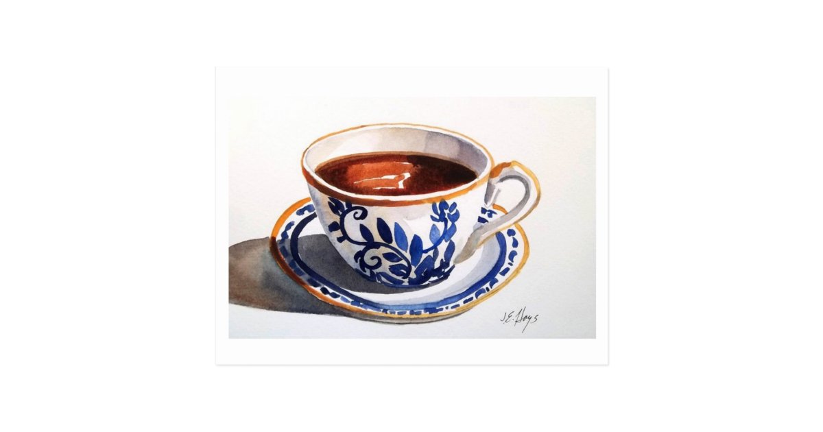 Blue & White Delft Teacup Postcard | Zazzle.com