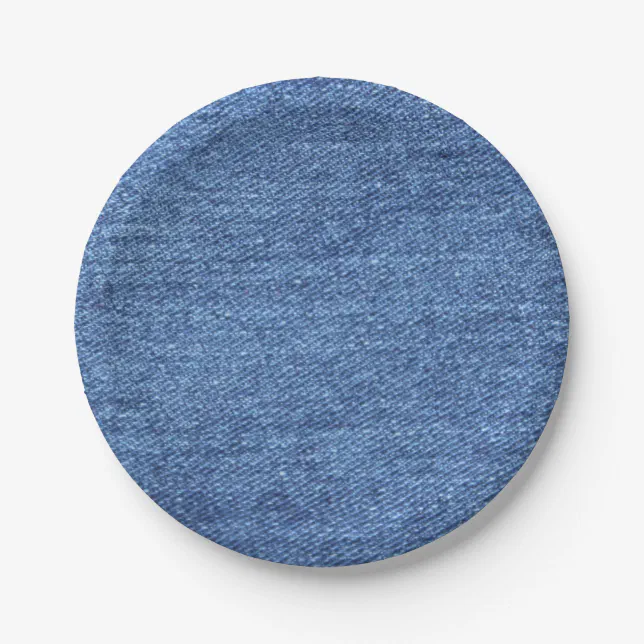 Blue White Denim Texture Look Image Paper Plates | Zazzle