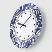 Blue white elegant florals large clock | Zazzle