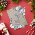 Blue White Floral 75th Birthday Surprise Party Acrylic Invitations | Zazzle