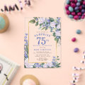 Blue White Floral 75th Birthday Surprise Party Acrylic Invitations | Zazzle