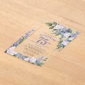 Blue White Floral 75th Birthday Surprise Party Acrylic Invitations | Zazzle