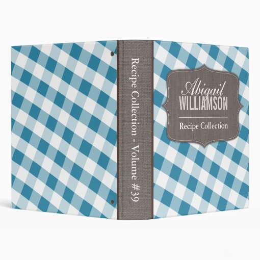 Blue & White Gingham Southern Recipe Binder | Zazzle