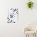 Blue White Gold Floral 100th Birthday Welcome Sign | Zazzle