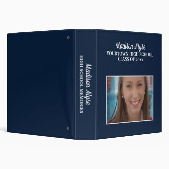 Blue White Graduation Photo High School Memories 3 Ring Binder | Zazzle