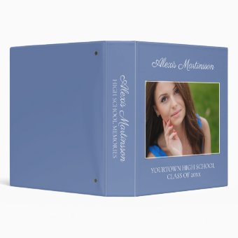 Blue White Graduation Photo High School Memories 3 Ring Binder | Zazzle