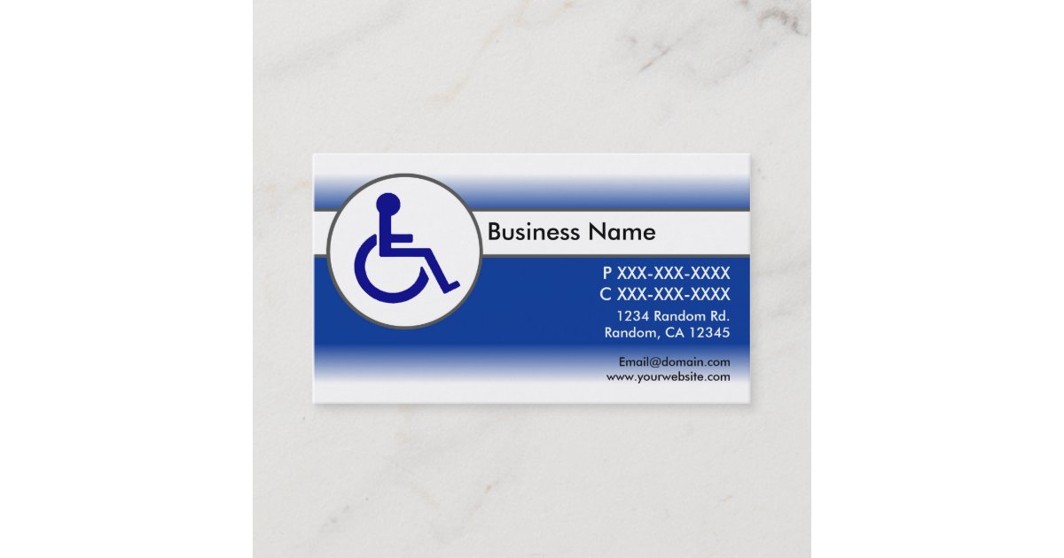 Blue white handicapped symbol business cards | Zazzle