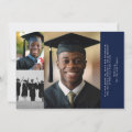Blue White High School COLLAGE Photo Graduation Announcement | Zazzle