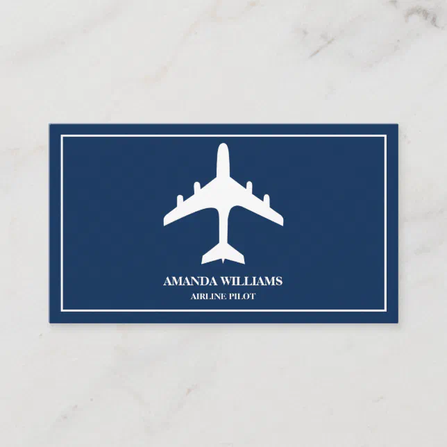 Blue White Jet Aircraft Airline Airplane Pilot Business Card | Zazzle
