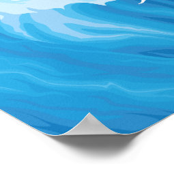 Blue white ocean sea waves custom poster | Zazzle