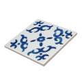 Blue & White Pattern Mediterranean Watercolor Ceramic Tile | Zazzle