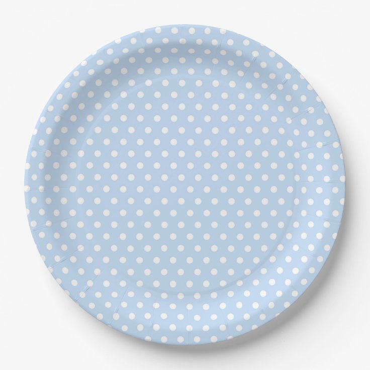 Blue White Polka Dot Paper Plates | Zazzle