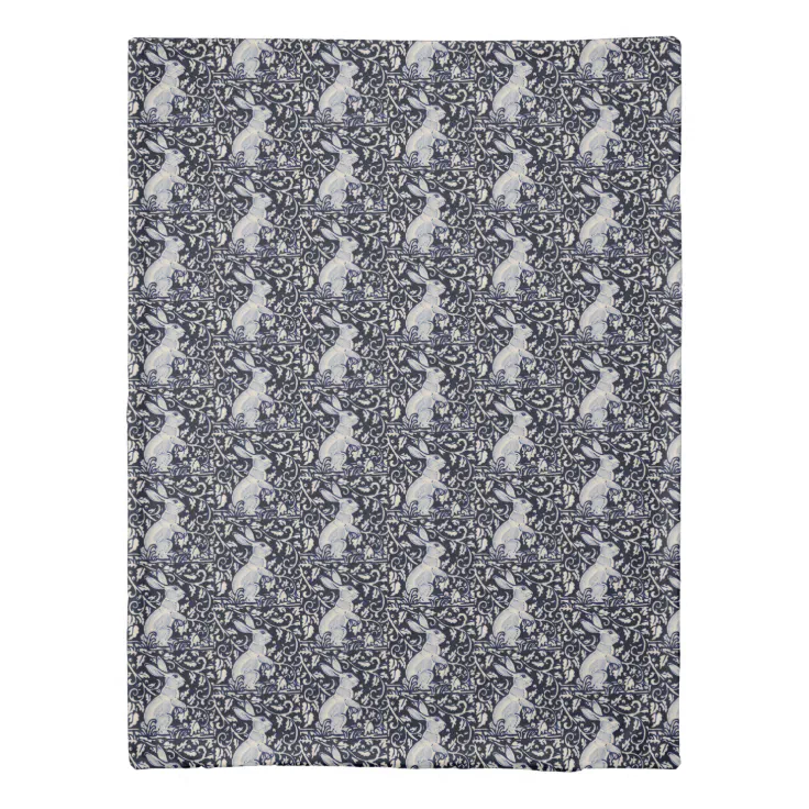 Blue & White Rabbit Bunny Elegant Art Cobalt Navy Duvet Cover | Zazzle