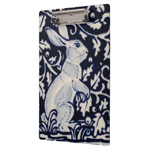 Blue & White Rabbit Bunny Hare Art Elegant Clipboard | Zazzle