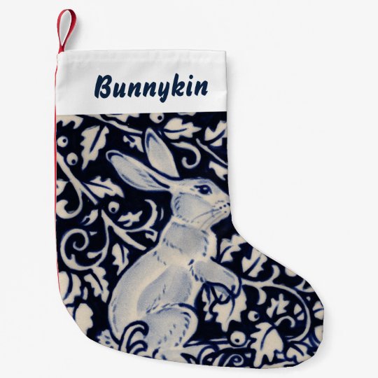 Blue & White Rabbit Hare Bunny Christmas Pet Small Christmas Stocking ...