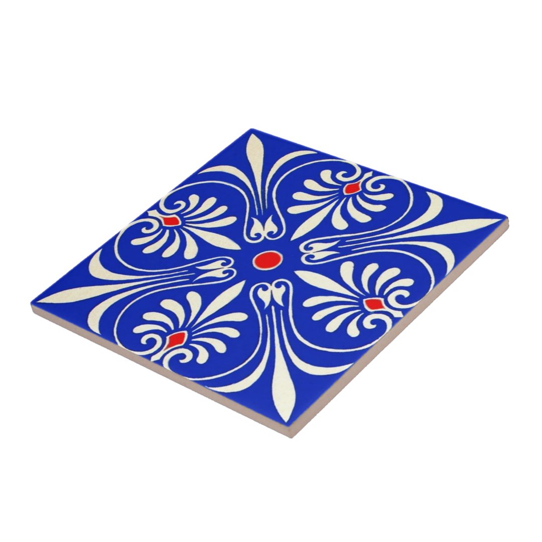 Blue White Red Tile Greek Design Ancient Classic | Zazzle