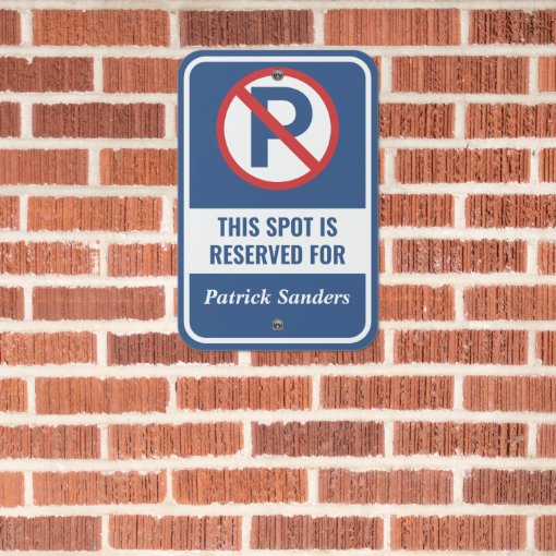 Blue White Reserved Parking Employee Name Metal Sign | Zazzle