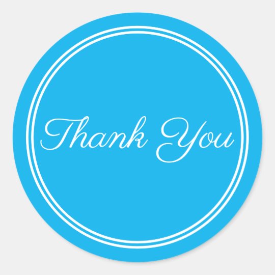 blue White Script Calligraphy Thank You Sticker | Zazzle.com