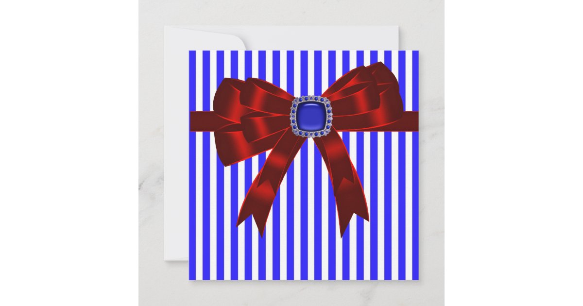 Blue White Stripe Company Picnic BBQ Invitation | Zazzle