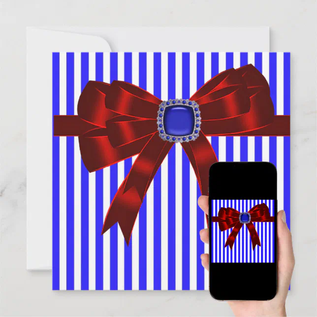 Blue White Stripe Company Picnic BBQ Invitation | Zazzle