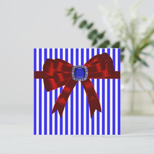 Blue White Stripe Company Picnic BBQ Invitation | Zazzle