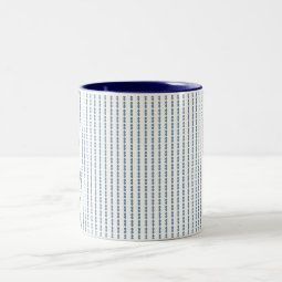 Blue, White Striped, Stripes, Watercolor Art Two-Tone Coffee Mug | Zazzle