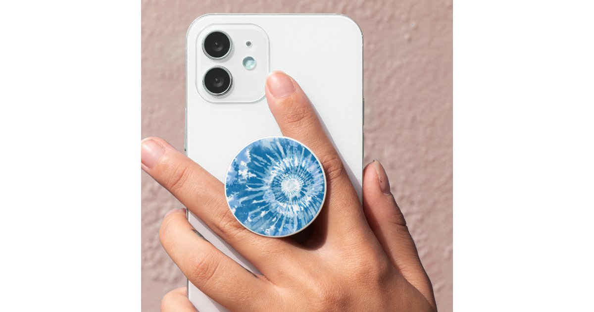 Blue & White Tie Dye Pattern PopSocket | Zazzle