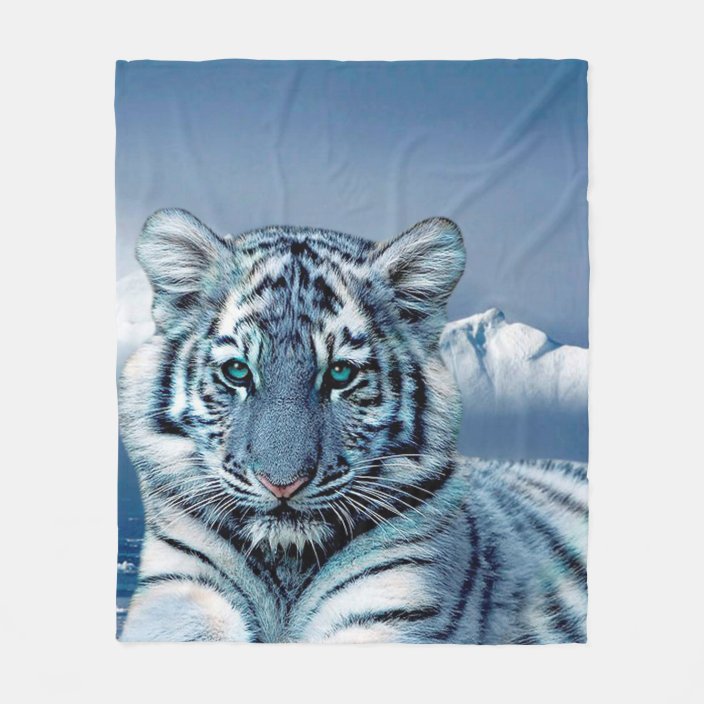 Blue White Tiger Fleece Blanket | Zazzle.com