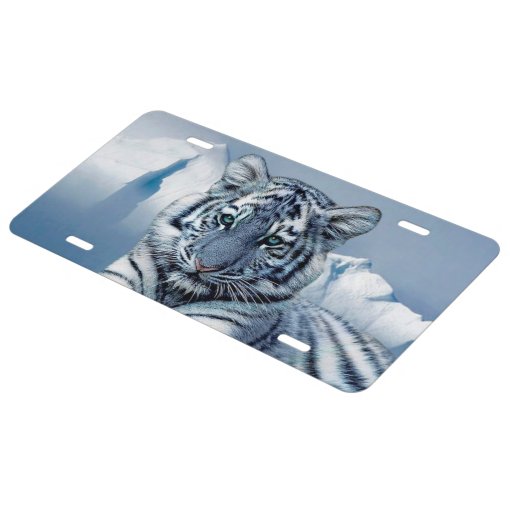 Blue White Tiger License Plate | Zazzle