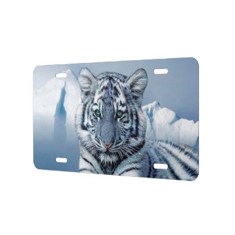 Blue White Tiger License Plate | Zazzle