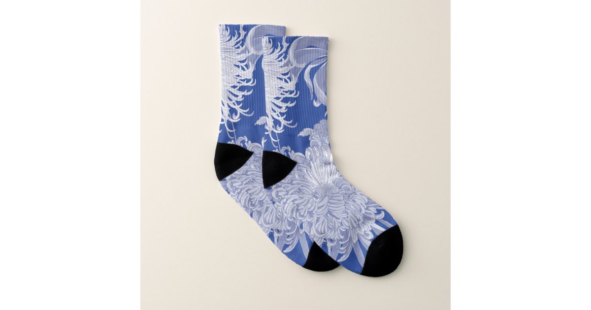 Blue White Vintage Chinoiserie Floral Pattern Socks | Zazzle