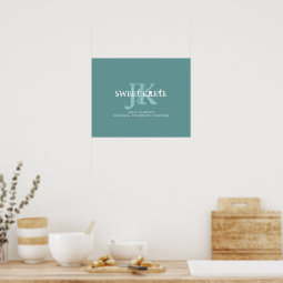 Blue White Vintage Shop Business Monogram Logo Poster | Zazzle