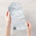 Blue & White Winter Snow Modern QR Code All In One Invitation | Zazzle
