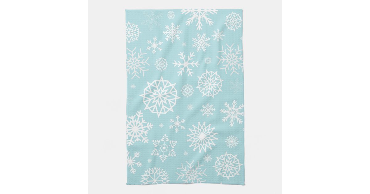Blue White Winter Snowflake Christmas Holidays Kitchen Towel | Zazzle
