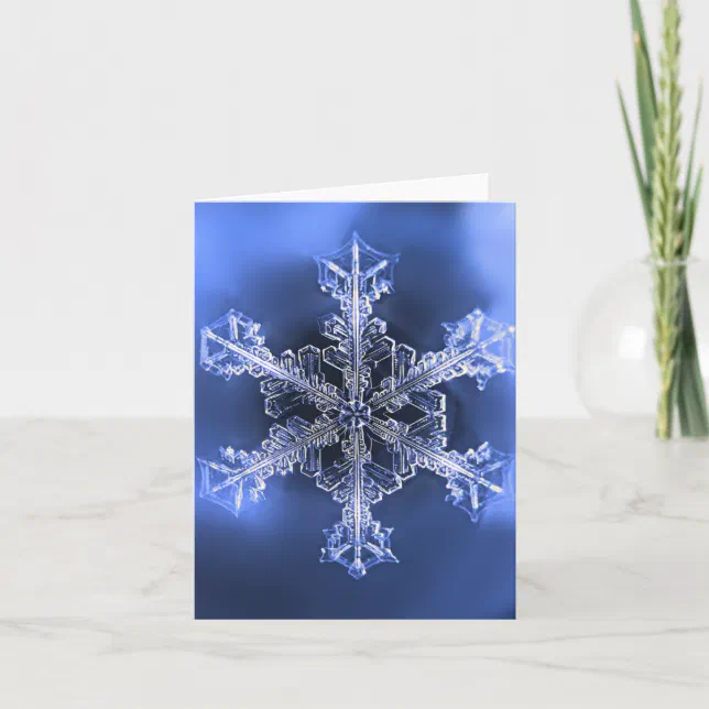 Blue & White Winter Snowflake Folded Greeting Card | Zazzle