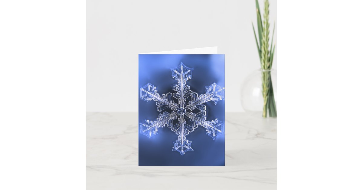 Blue & White Winter Snowflake Folded Greeting Card | Zazzle