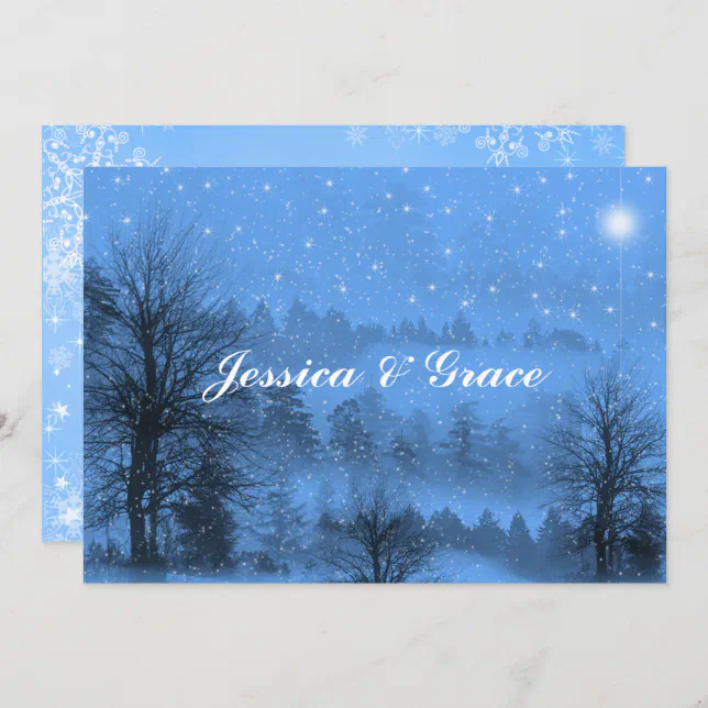 Blue White Winter Wedding Invitation | Zazzle