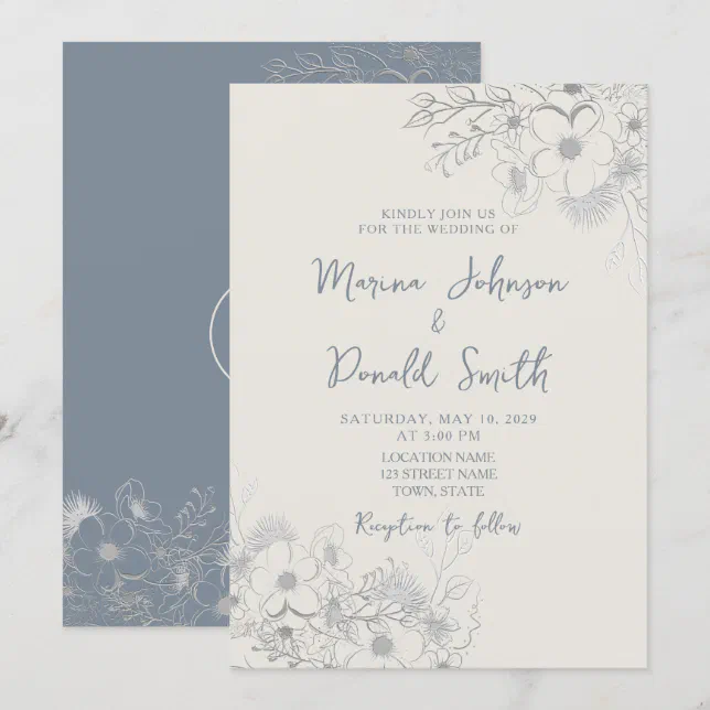 Blue Wildflower Periwinkle Wedding Invitation | Zazzle