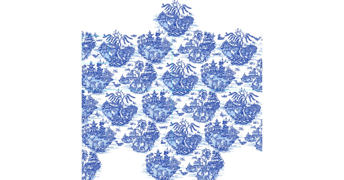 Blue Willow Animal Rabbit White Whimsical Toile Fabric | Zazzle