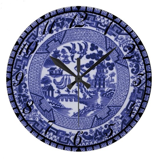Blue Willow Blue & White China Plate Clock | Zazzle.com
