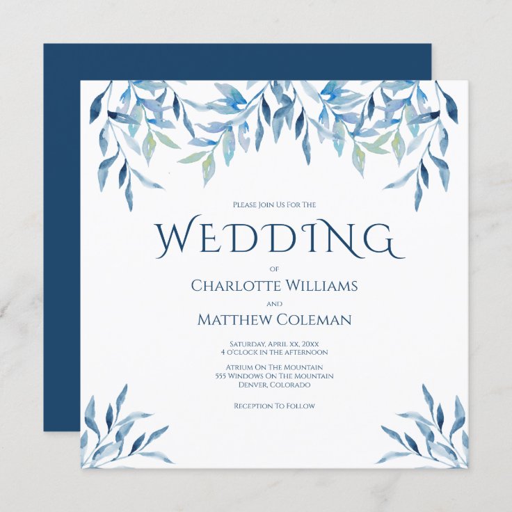 Blue Willow Branches, Watercolor, Wedding Invitation | Zazzle