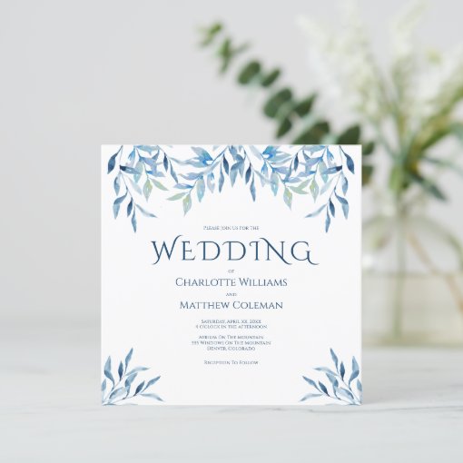Blue Willow Branches, Watercolor, Wedding Invitation | Zazzle