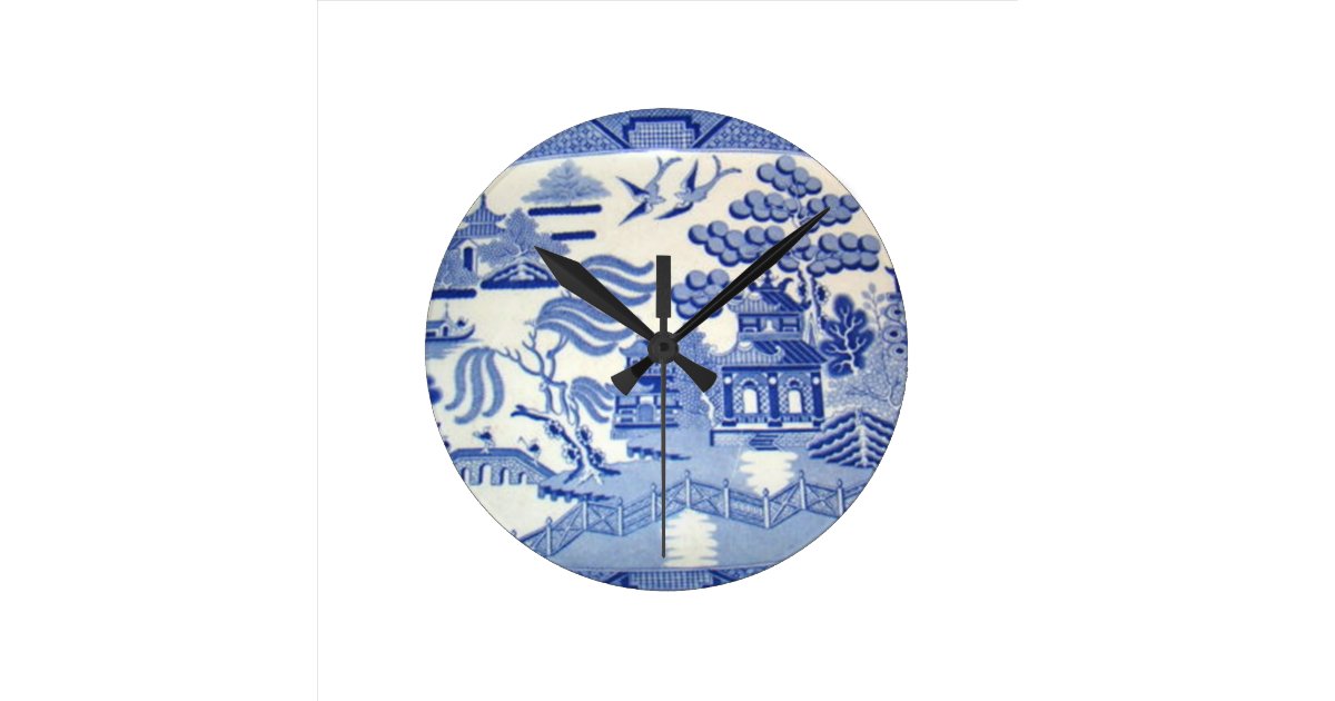 Blue Willow Kitchen Clock | Zazzle