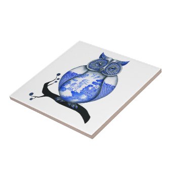 Blue Willow Owl Tile | Zazzle